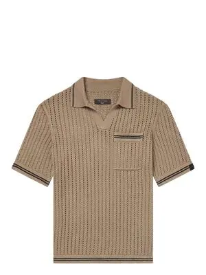 Rag & Bone Johnny Crocheted Cotton-blend Polo Shirt - Beige