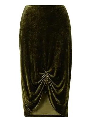 Valentino Garavani Ruched Velvet Skirt - Green