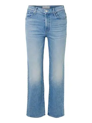 MOTHER The Kick It Ankle Mid-rise Bootcut Jeans - Mid Denim