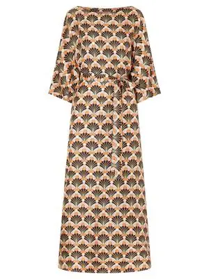 La DoubleJ Muumuu Silk-twill Midi Dress - Peach