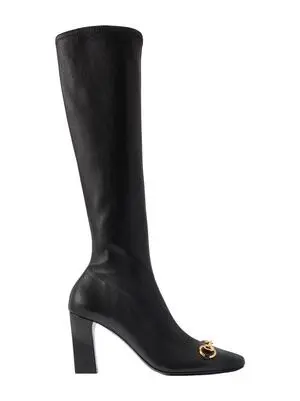 Gucci Signora Horsebit-embellished Knee Boots - Black