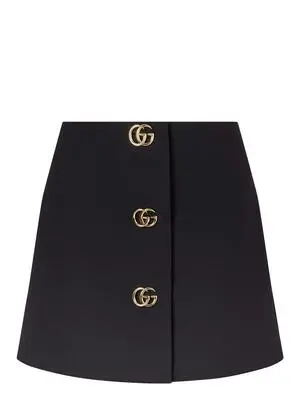 Gucci Mini Wool-crepe Skirt - Black