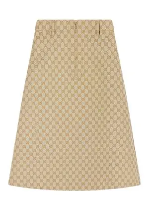 Gucci Canvas-jacquard Skirt - Beige