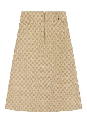 Gucci GG Jacquard-Woven Canvas Skirt Neutrals