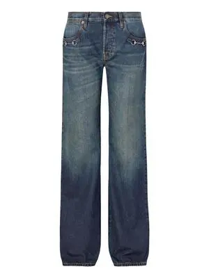 Gucci Horsebit-embellished Wide-leg Jeans - Blue