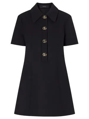 Gucci Wool-crepe Mini Dress - Black
