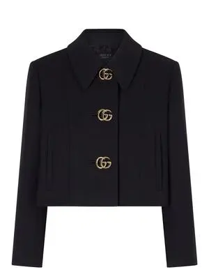 Gucci Cropped Wool-crepe Jacket - Black