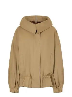 Dries Van Noten Gathered Cotton-twill Hooded Jacket - Beige