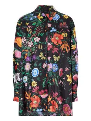 Gucci Floral-print Silk-twill Shirt - Black