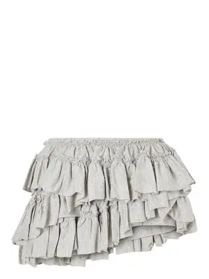 Dries Van Noten Asymmetric Ruffled Cotton-jersey Shorts - Gray
