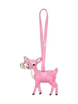 Gucci Embellished Leather-trimmed Coated-canvas Bag Charm - Pink