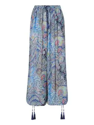 ETRO Printed Wide-Leg Crepon Pants