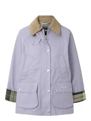 Barbour Beadnell Cotton-twill Jacket With Convertible Corduroy Trim - Purple