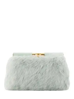 Dolce & Gabbana Leather-trimmed Shearling Shoulder Bag - Green