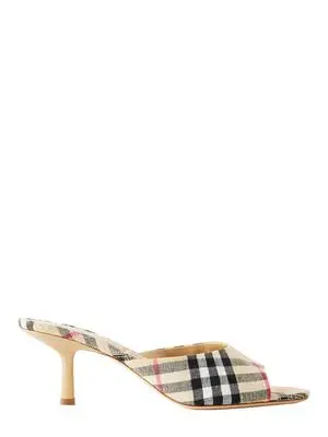 Burberry Checked Canvas Mules - Neutrals