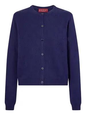 Gucci Perforated Silk-blend Cardigan - Blue