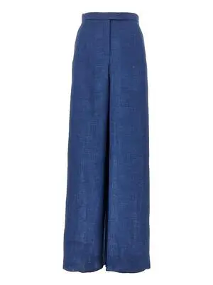 Emporio Armani Linen Wide Leg Trousers - Blue