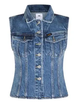 LOIS Button-down Denim Vest - Sky Blue