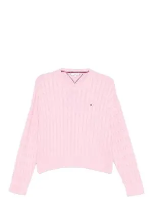 Tommy Hilfiger Cable Knit Sweater With Logo - Pink