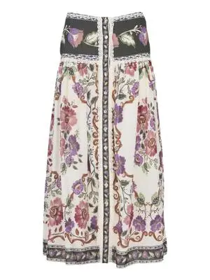 Farm Rio Rococo Floral-motif Midi Skirt - Multi