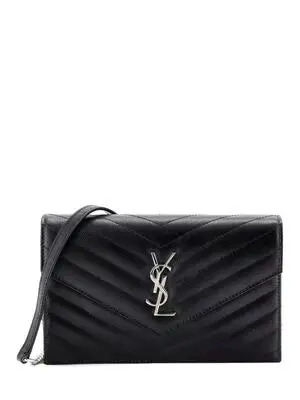 Saint Laurent Monogram Wallet On Chain - Black