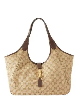 Gucci Medium Mercato Leather-trimmed Shoulder Bag - Neutrals