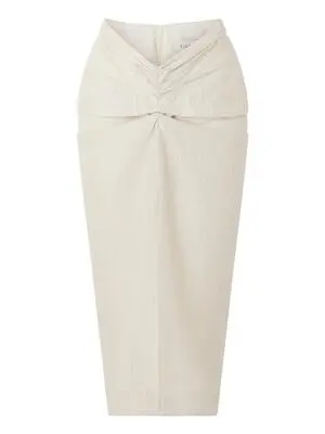 LANVIN Draped Satin-jacquard Midi Skirt - Ecru
