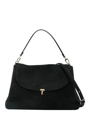 TOTEME T-lock Suede Leather Tote Bag - Black