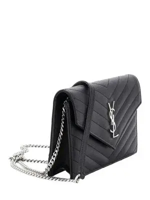 Saint Laurent Monogram Wallet On Chain - Black