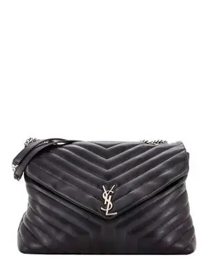 Saint Laurent Loulou Matelasse Chevron Leather Large Shoulder Bag - Black