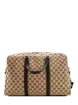 Gucci Convertible Boston Carry On Duffle Bag Gg Canvas Medium Travel Bag - Brown