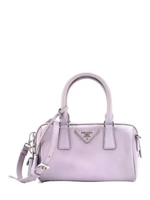 Prada Lux Convertible Boston Bag Saffiano Leather Small Handbag - Purple