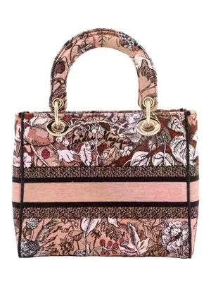 Dior Lady D-lite Embroidered Canvas Medium Satchel - Pink