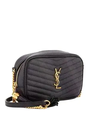 Saint Laurent Loulou Matelasse Chevron Leather Mini Crossbody Bag - Black