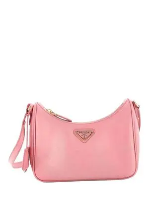Prada Re-edition Hobo Saffiano Leather Mini Shoulder Bag - Pink