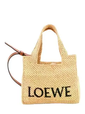 Loewe Paula's Ibiza Logo Convertible Raffia Mini Tote Bag - Black