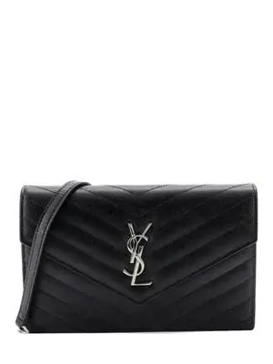 Saint Laurent Monogram Wallet On Chain - Black
