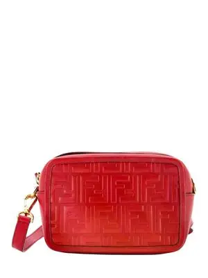 Fendi Camera Bag Zucca Embossed Leather Small Crossbody Bag - Red