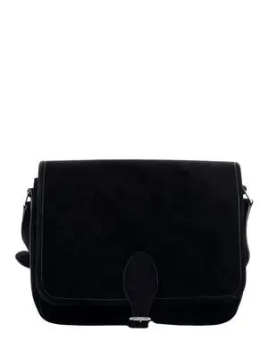 Saint Laurent Le Monogramme Buckle Satchel Monogram Velvet And Suede Crossbody Bag - Black