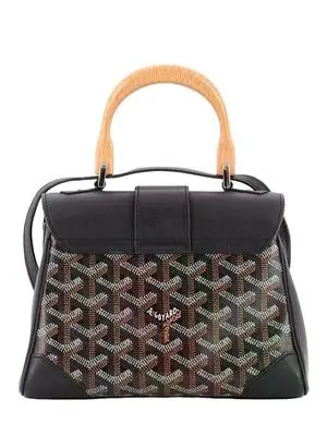 Goyard Saigon Mini Shoulder Bag Coated Canvas With Leather Top Handle - Black