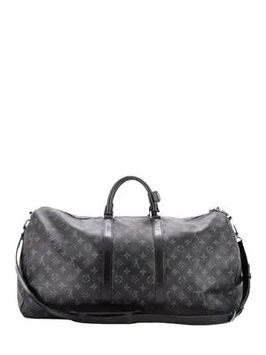 LOUIS VUITTON Keepall Bandouliere 55 Travel Bag Monogram Eclipse Canvas - Black