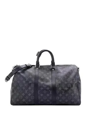 LOUIS VUITTON Keepall Bandouliere 45 Monogram Eclipse Canvas Travel Bag - Black