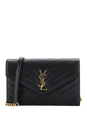 Saint Laurent Classic Monogram Wallet On Chain - Black
