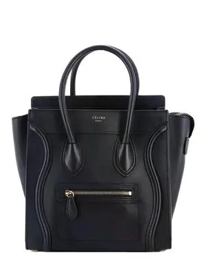 Celine Luggage Bag Smooth Leather Micro Tote - Blue