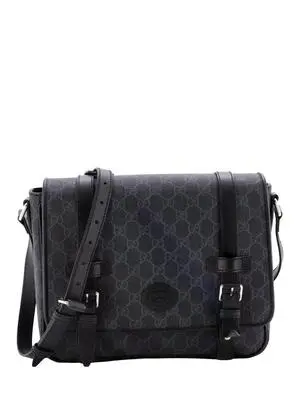 Gucci Interlocking G Patch Messenger Bag - Black