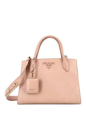 Prada Monochrome Saffiano And City Calf Medium Tote Bag - Neutrals