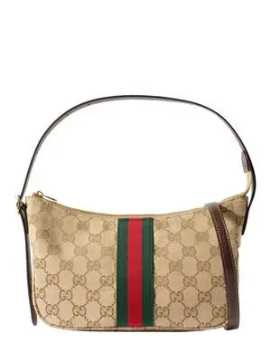Gucci Lunetta Leather-trimmed Canvas-jacquard Shoulder Bag - Neutrals