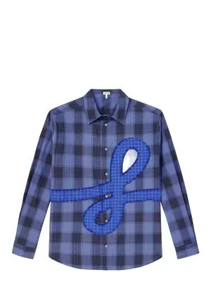 Loewe Logo-appliquéd Checked Cotton Shirt - Blue