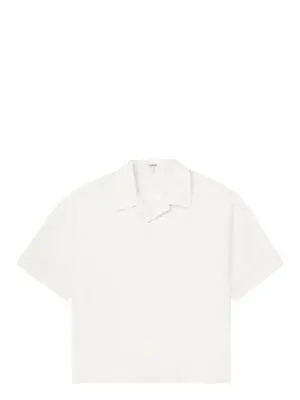Loewe Camp-collar Logo-embroidered Cotton-twill Shirt - White