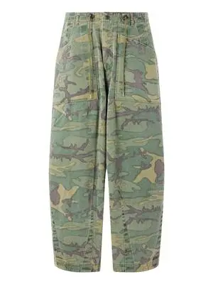 Needles H.d. Cropped Tapered Reversible Camouflage-print Cotton-twill Trousers - Green
